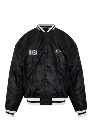 Balenciaga X Nba Logo Patch Bomber Jacket - Black
