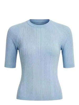 Veronica Beard Brielle Pointelle-knit Sweater - Blue