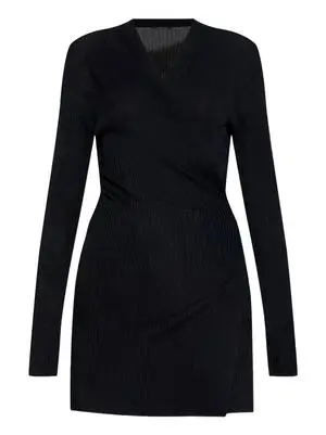 Balenciaga Ribbed-knit Wrap-tie Cardigan - Black