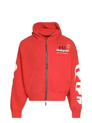 RIVINGTON ROI REBIS Logo Print Zip-up Hoodie - Red