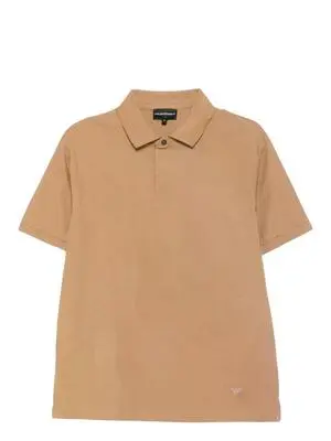 Emporio Armani Chevron-knit Short-sleeve Polo Shirt Neutrals