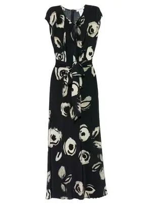 Max Mara Floral Print Tie-waist Dress - Blue