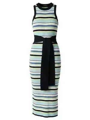 TOCCIN Piper Tie-front Ribbed Knit Midi Dress - Blue