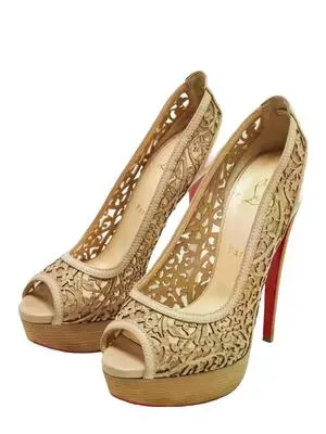 CHRISTIAN LOUBOUTIN Pampas Laser-cut Platform Pumps - Neutrals