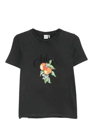 Chloé Logo And Fruit Print T-shirt - Black