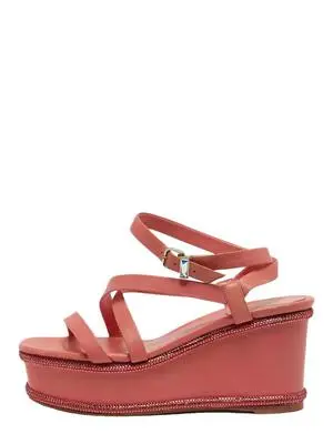 Rene Caovilla Crystal-embellished Wedge Sandals - Pink