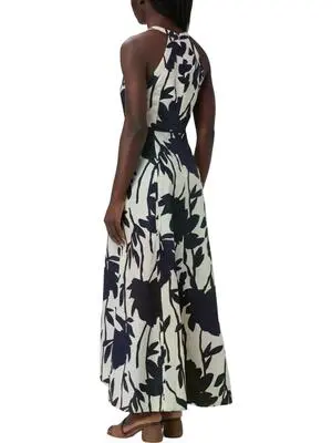 Brunello Cucinelli Floral Print Halterneck Midi Dress - Neutrals