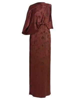 Erdem ERDEM Bordeaux Red Floral Jacquard Maxi Dress Red
