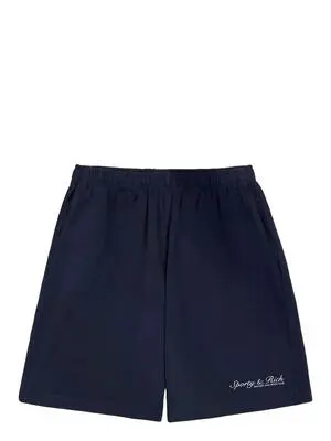 SPORTY & RICH Syracuse Embroidered-logo Shorts - Blue