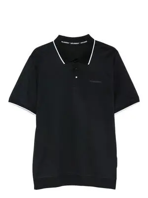 Karl Lagerfeld Logo-print Tipped-collar Polo Shirt - Blue