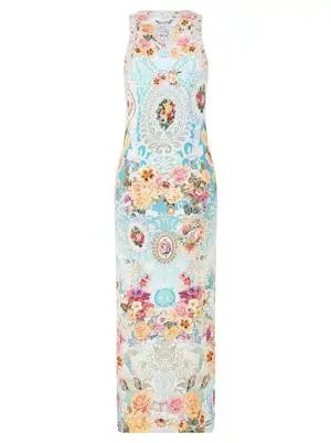 Camilla Lace Floral-print Midi Dress - Blue