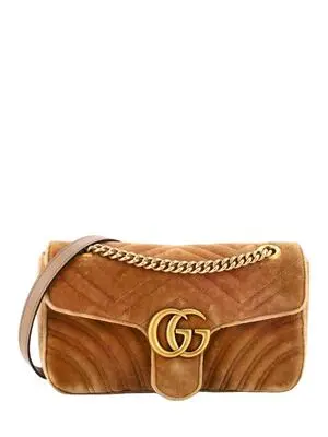 Gucci Matelassé Velvet Small Shoulder Bag - Neutrals