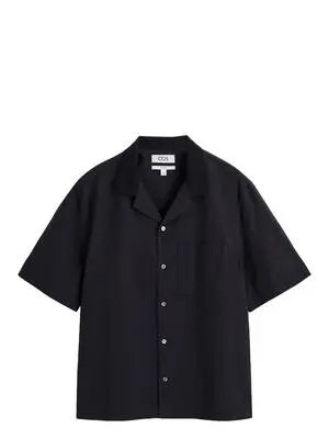 Cos Camp-collar Cotton Shirt - Black