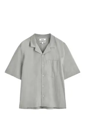 Cos Camp-collar Cotton Shirt - Gray