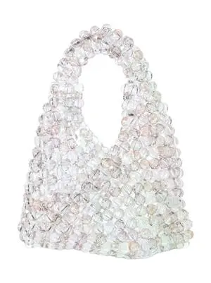 0711 TBILISI Jodie Beaded Tote Bag - White