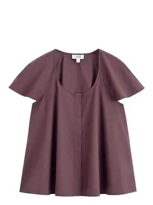 Cos Fluted-sleeve Cotton Blouse - Red