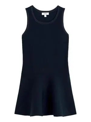 Cos Flared Knitted Mini Dress - Navy