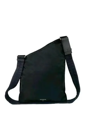 Prada Tessuto Asymmetrical Zip Top Crossbody Bag - Black