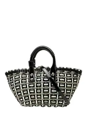Balenciaga Faux Leather Bistro Basket Bag Xs Satchel - Grey