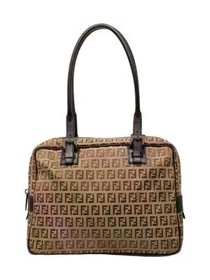 Fendi Zucchino Canvas Shoulder Bag - Neutrals