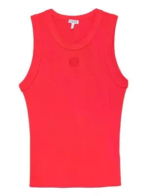 Loewe Anagram Embroidered Ribbed Tank Top - Red