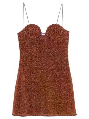 OSEREE Oséree Lumière Shell-Patch Lurex-Thread Mini Dress