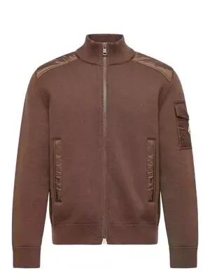 Moncler Logo-patch Panelled Cardigan - Brown