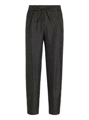 Dolce & Gabbana Polka Dot Silk Twill Trousers - Black