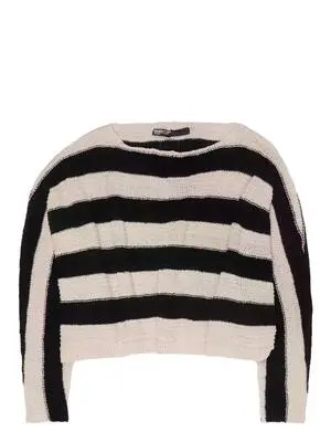 Bimba Y Lola Striped Open-knit Sweater - Neutrals