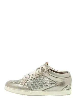 JIMMY CHOO Glitter Leather Sneakers - Silver