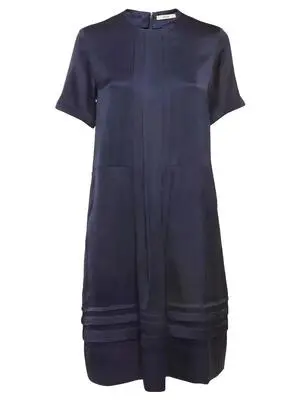 Celine Pleated Satin Midi Dress - Blue
