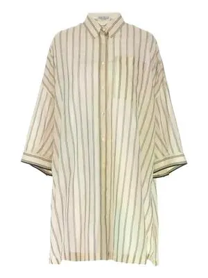 Brunello Cucinelli Striped Oversized Shirt - Neutrals
