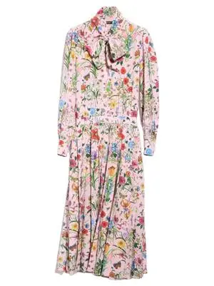 Gucci Floral Print Midi Dress - Pink