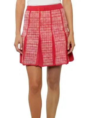 Elisabetta Franchi Lurex Knit Paneled Mini Skirt - Red