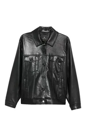 ANINE BING Leather Buttoned Jacket - Black