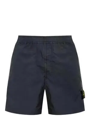 Stone Island Logo Patch Shorts - Blue