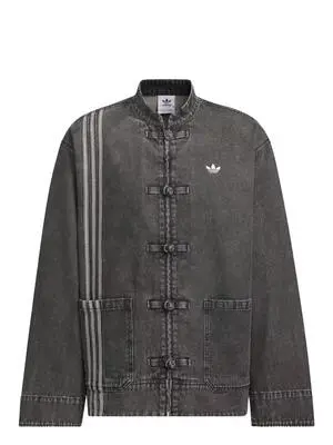 Adidas Frog-fastening Denim Jacket - Grey