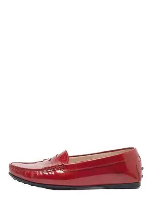 TOD'S Patent Leather Penny Loafers - Red