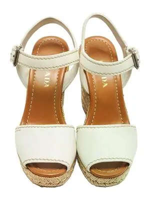 Prada Espadrille Wedge Sandals - White