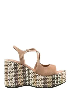 MARC ELLIS Marc Ellis Woven Platform Suede Sandals