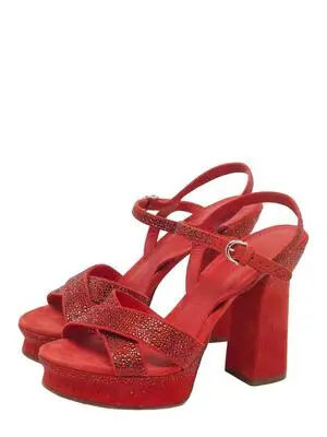 FERRAGAMO Sonya Crystal-embellished Heeled Sandals - Red