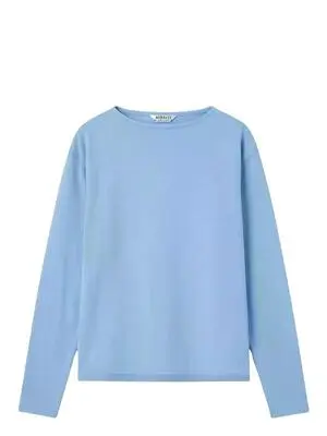 Auralee Boat-neck Long-sleeve T-shirt - Blue