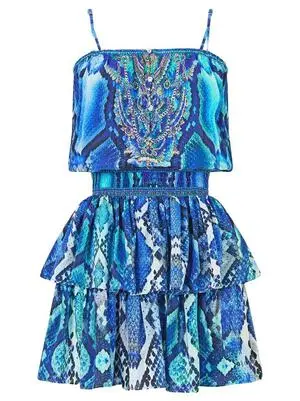 CAMILLA The Sapphire Serpent Shirred Waist Mini Dress