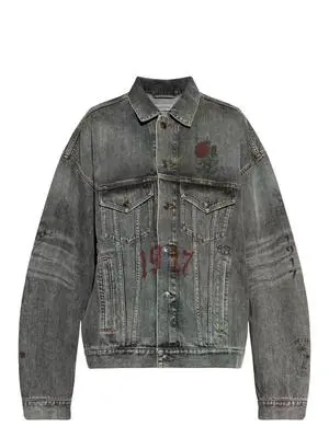 Balenciaga Tattoo-print Denim Jacket - Grey