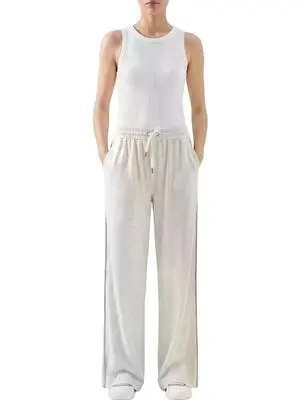 Brunello Cucinelli Side Stripe Wide-leg Track Pants - Grey