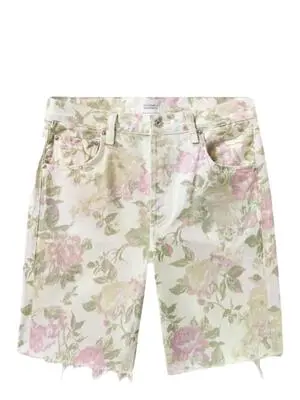 Citizens Of Humanity Floral Print Raw Hem Shorts - White