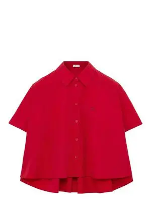 Loewe Logo Embroidered Boxy Fit Shirt - Red