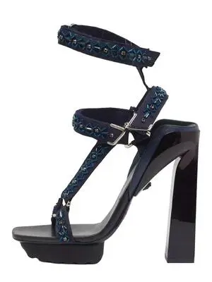 Versace Crystal Embellished Ankle Strap Sandals - Blue