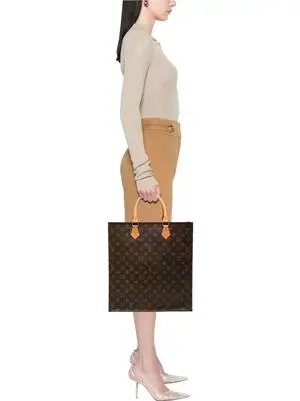 LOUIS VUITTON Monogram Sac Plat Tote Bag - Brown