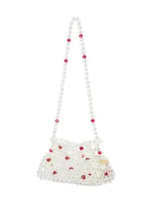0711 TBILISI Lucy Bead-embellished Mini Bag - Neutrals